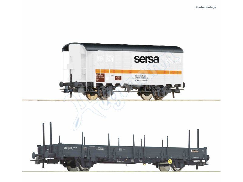 Bauzug Sersa ROCO 77043 H0 2-tlg. Set: Bauzug ROCO 77043